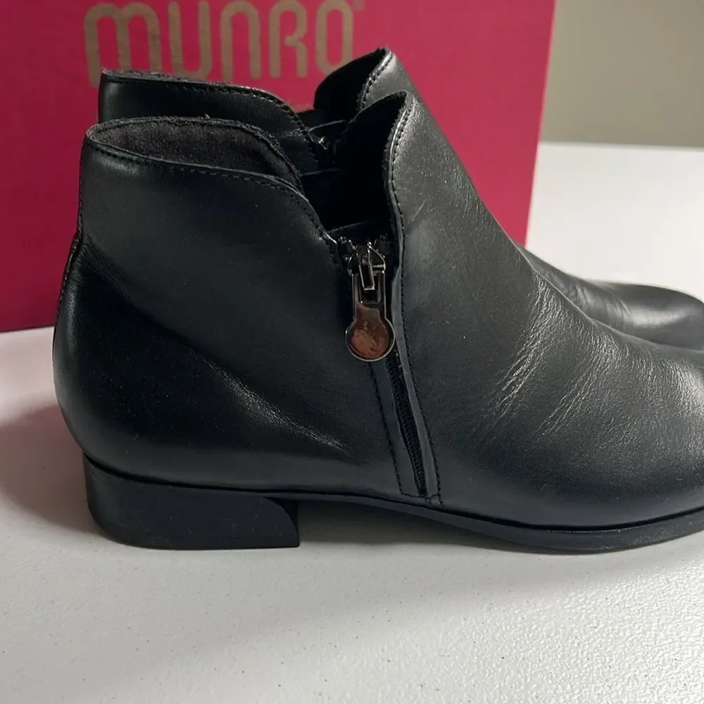 Munro | Shoes | New Munro Black Leather Ankle Boots Side Zip Comfort ...